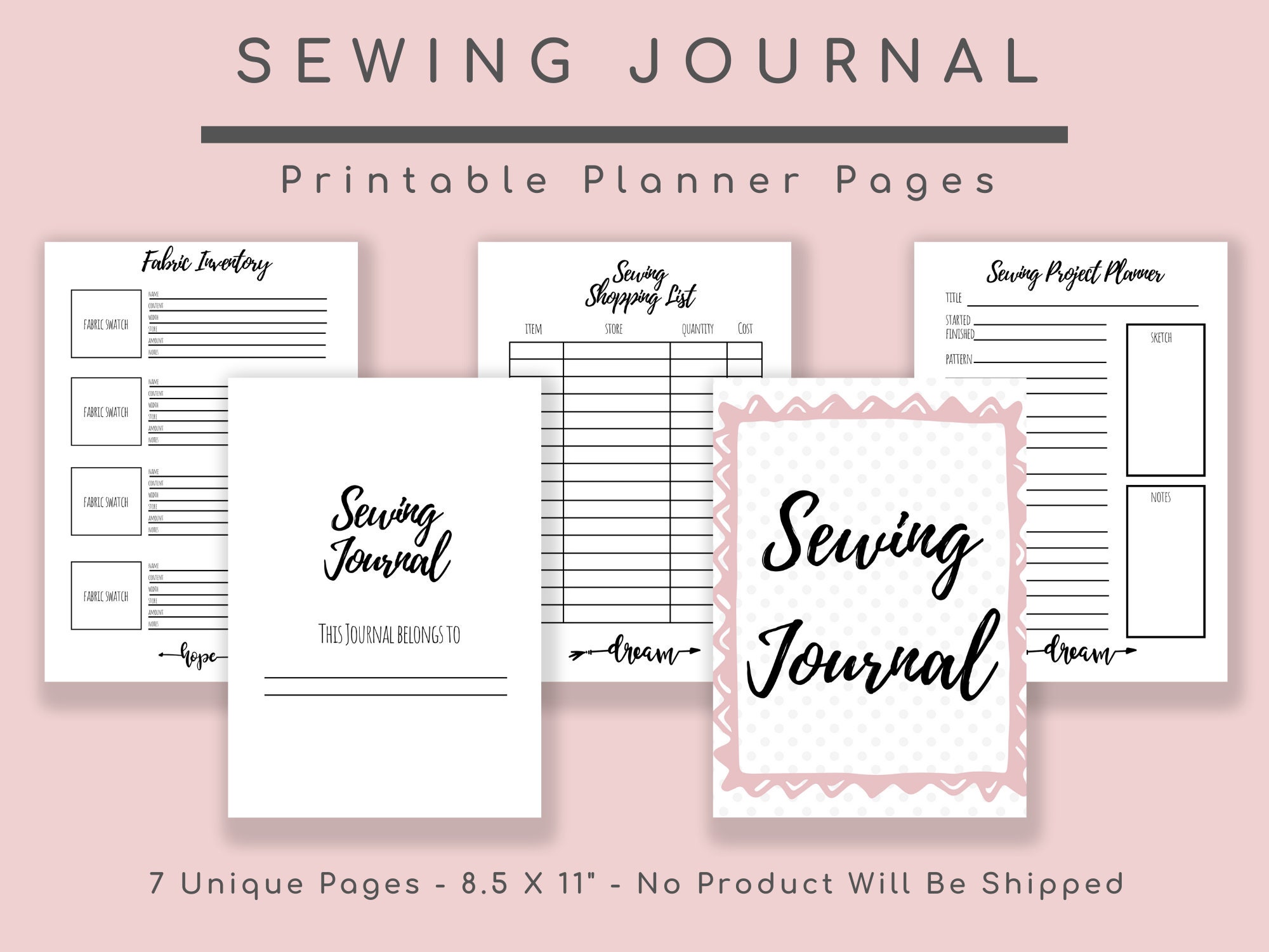 Sewing Planner Sewing Supplies Task List Fabric Inventory | Etsy