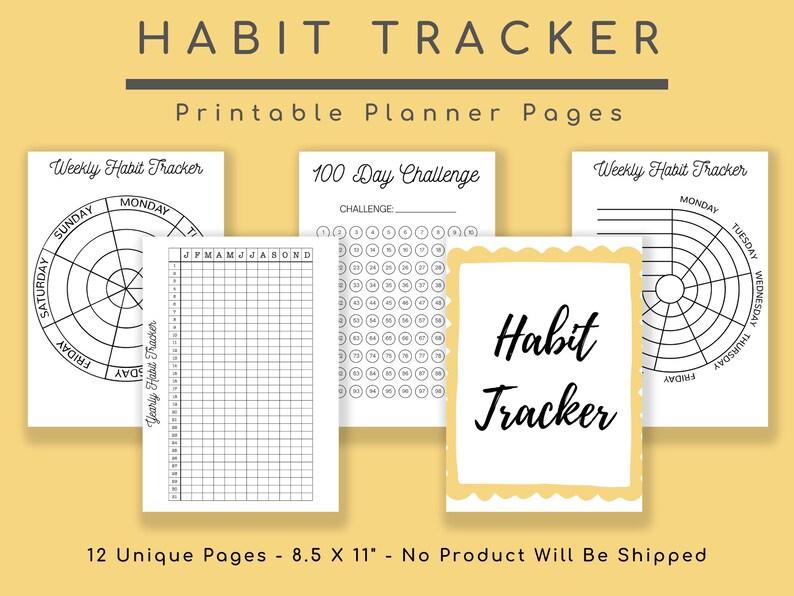 Habit Tracker, Habit Tracker Printable, Circle Template, Round Chart ...