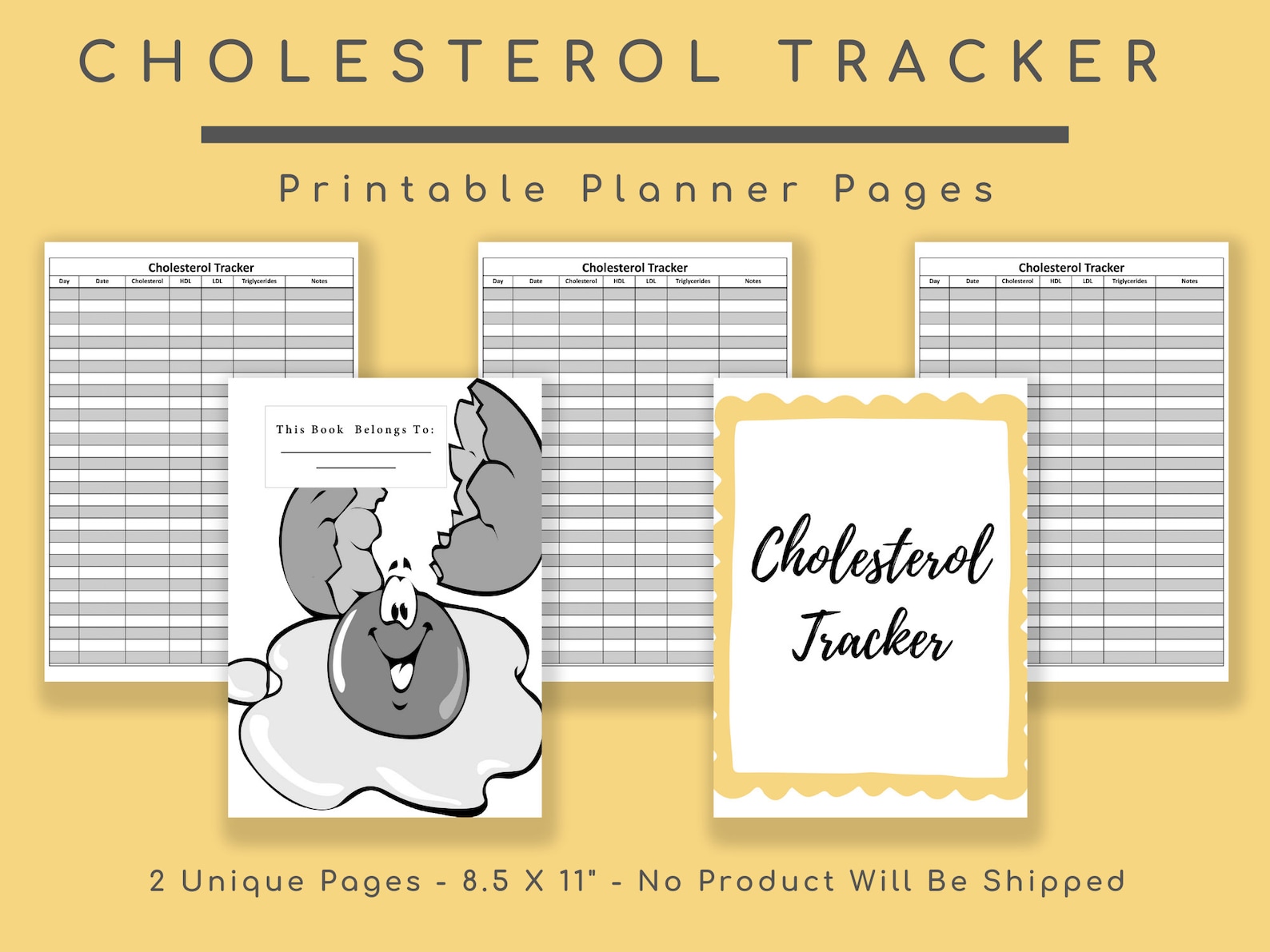 Cholesterol Tracker, Daily Chart, LDL HDL Chart Logbook, Printable ...