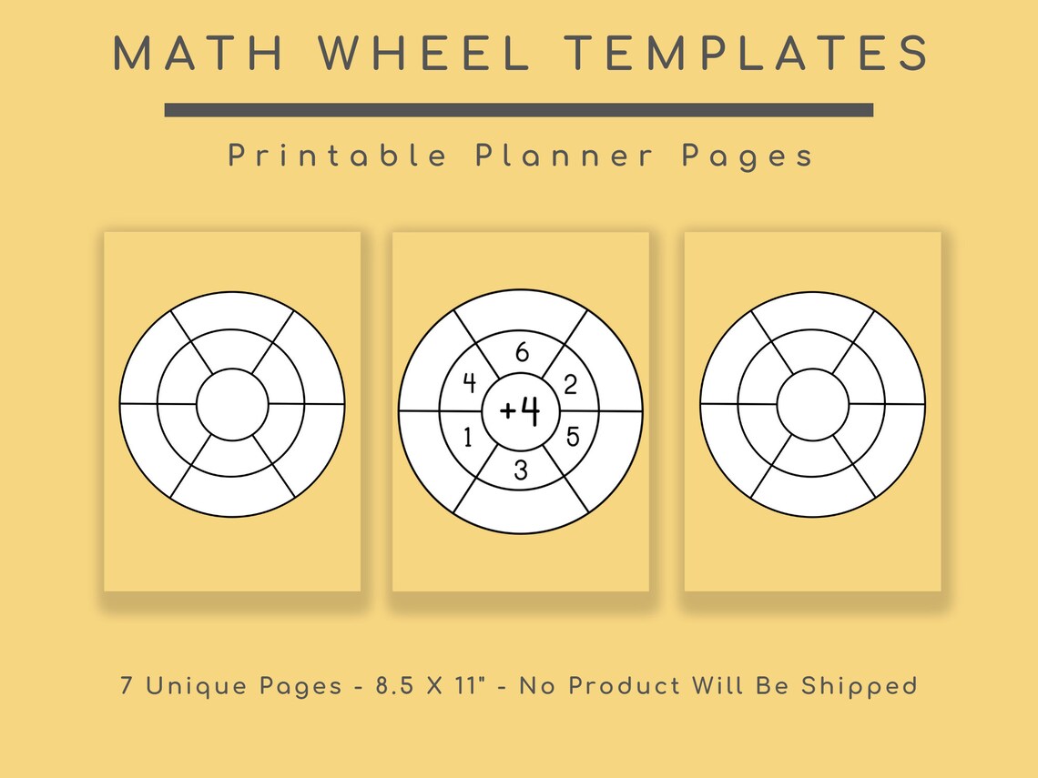 Math Wheel Printable Templates DIY Arithmetic Problems | Etsy