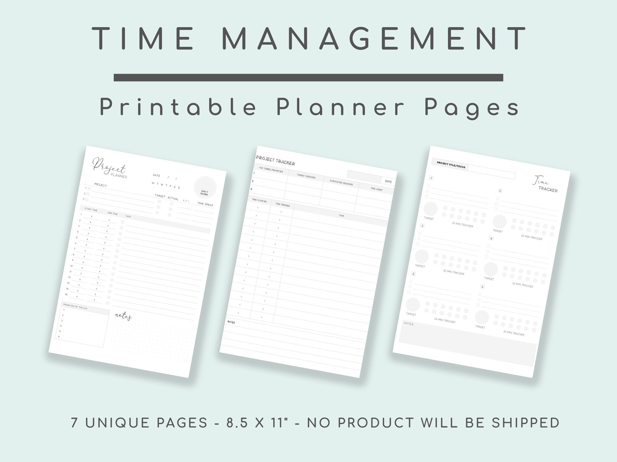 Time Management Printable Worksheets Calendar Productivity | Etsy