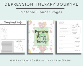 Depression Therapy Journal: Instant Printable Download, Anxiety, Mental ...
