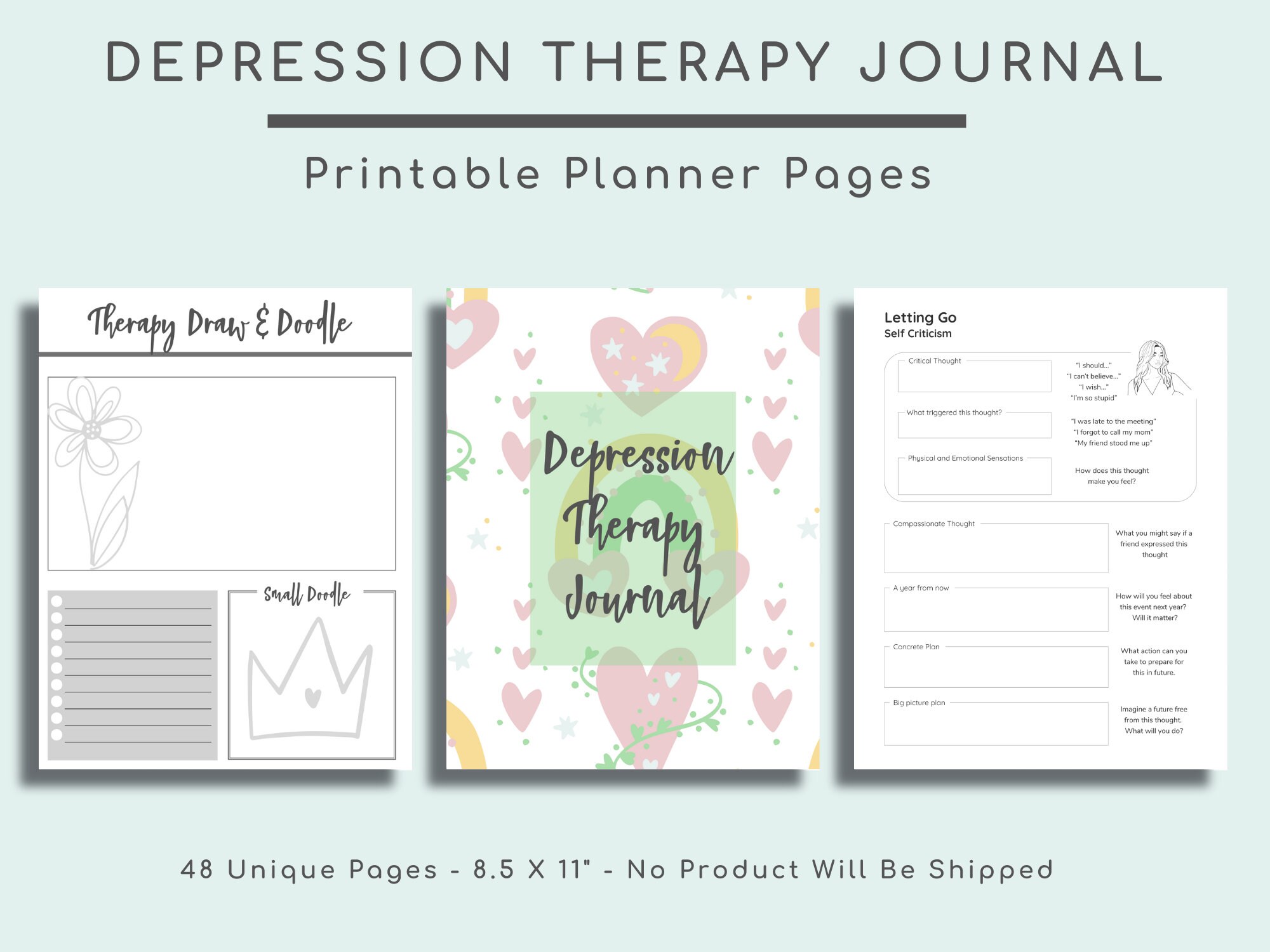 Depression Therapy Journal Instant Printable Download - Etsy
