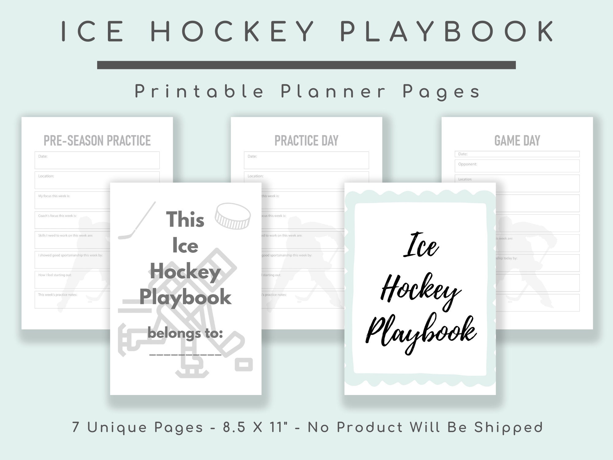 Ice Hockey, Goal Player, Printable Playbook, Hockey Mom, Sports Logbook ...