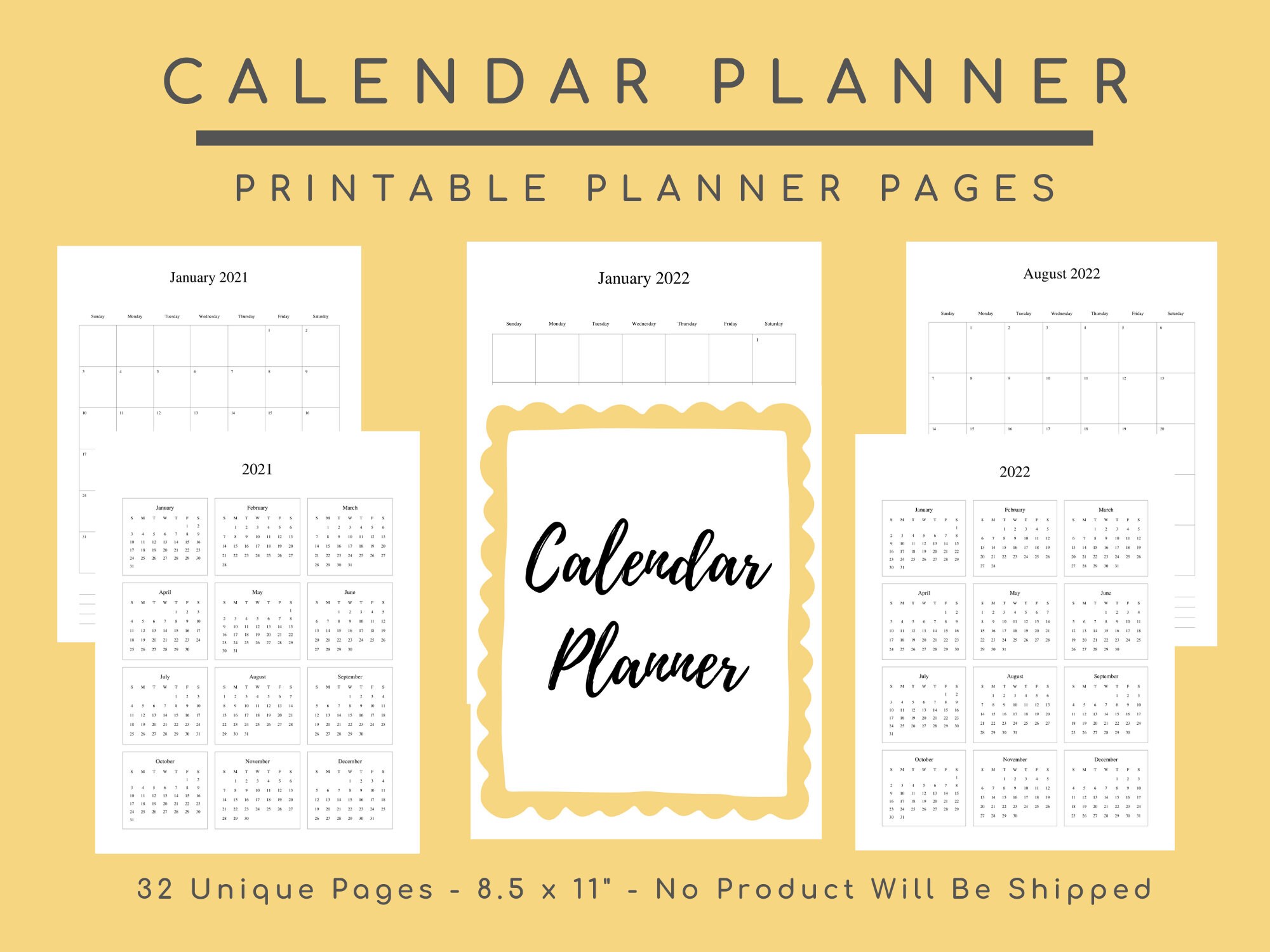 Calendar 2021 Printable Monthly Wall Digital Desk - Etsy