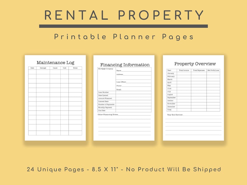 Rental Property Management, Property Management, Income and Expense Log ...