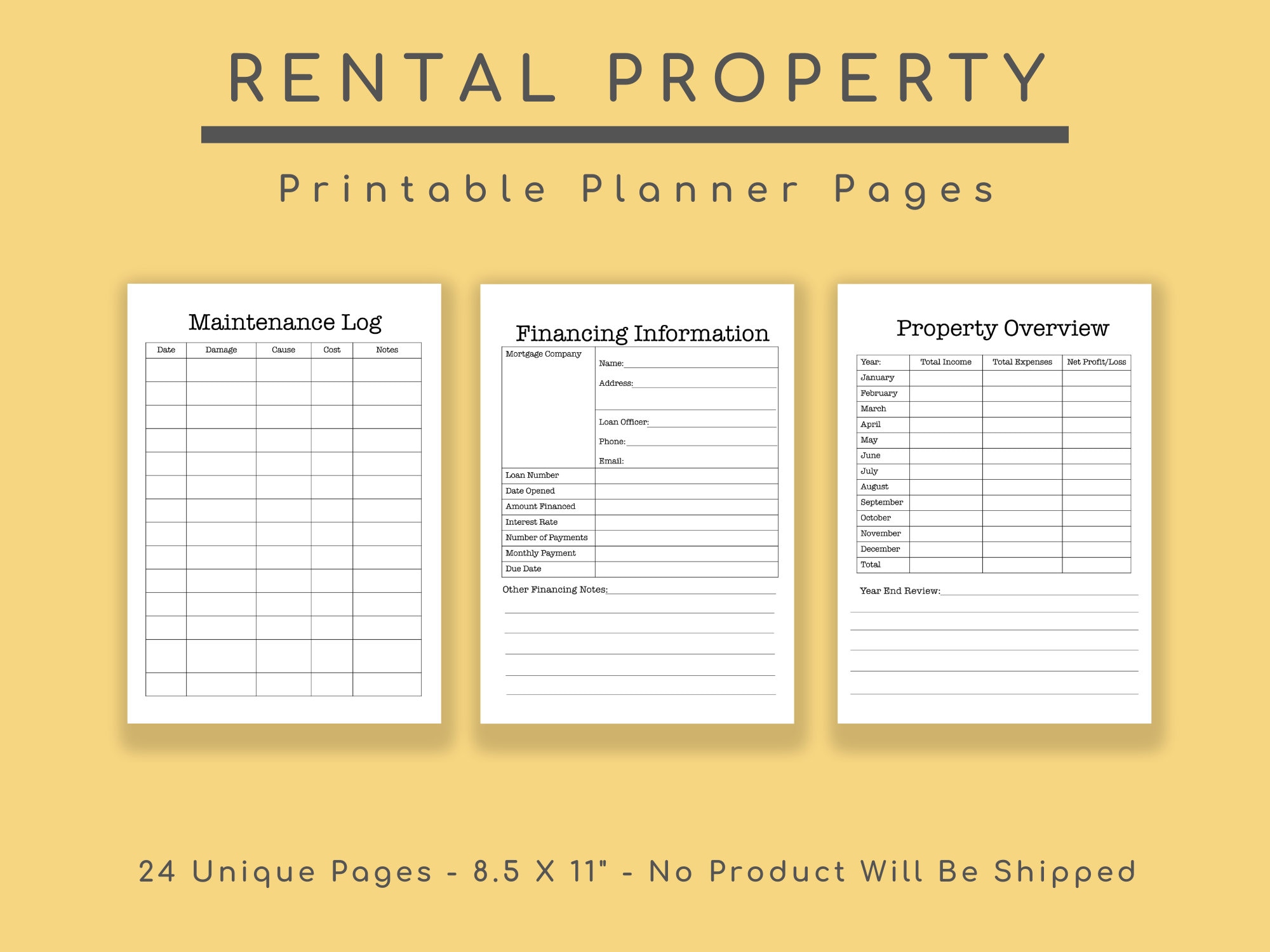 Rental Property Management, Property Management, Income and Expense Log ...