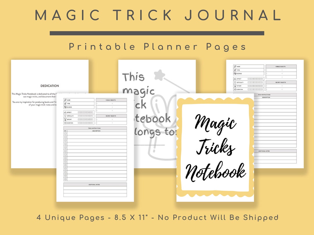 Magic Tricks, Illusions, Card Magic, Printable Logbook, for Kids ...