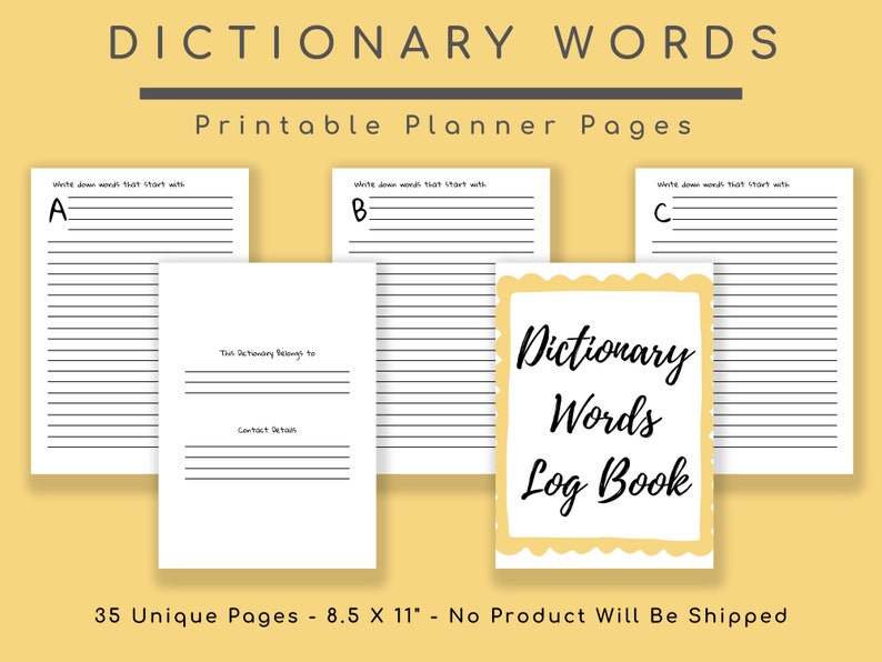 Definition Log Dictionary Words for Kids Children's - Etsy Australia