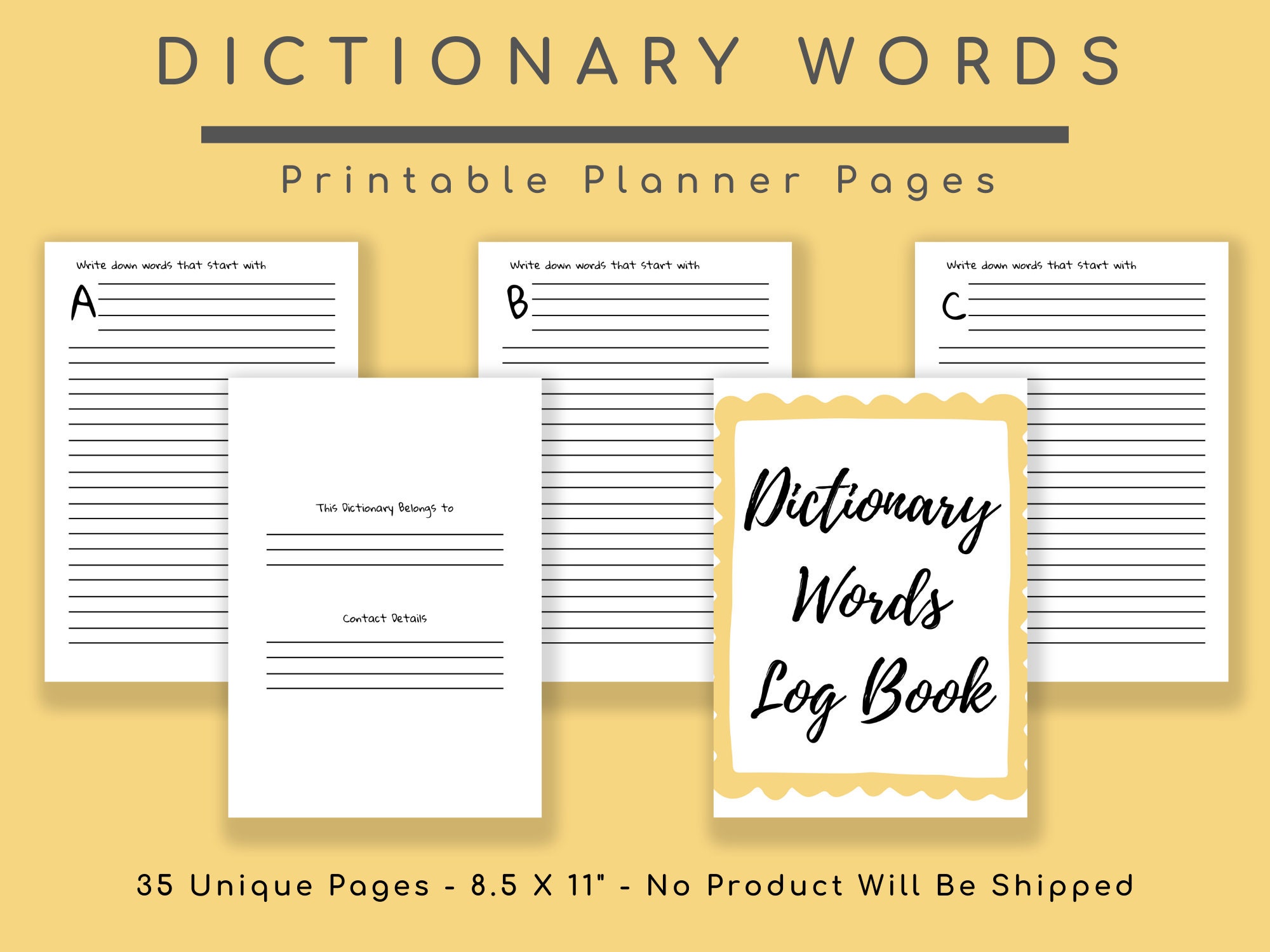 Definition Log, Dictionary Words, for Kids, Children's Book, Kid ...
