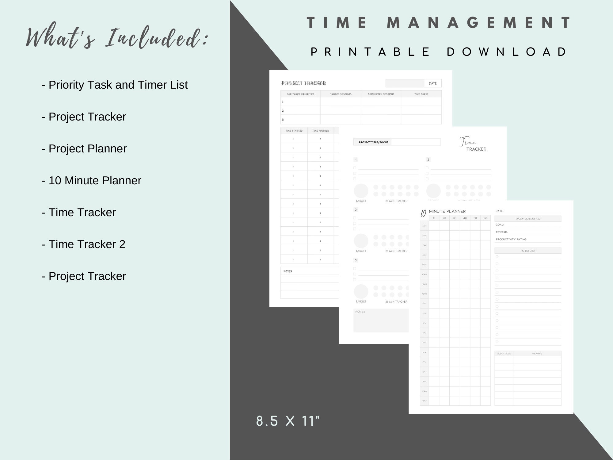Time Management Printable Worksheets Calendar Productivity | Etsy
