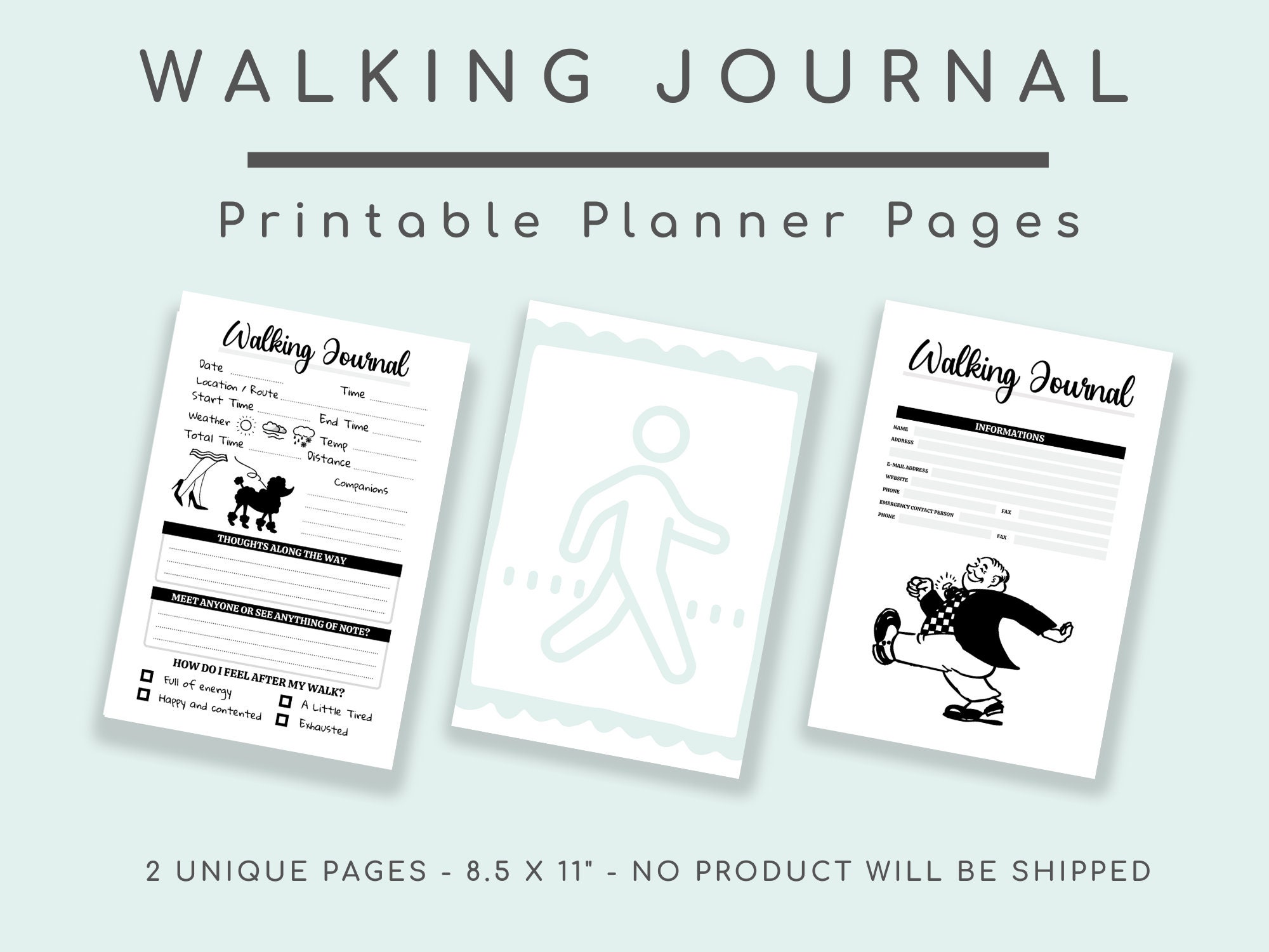 Walking Journal Physical Activity Printable Exercise - Etsy