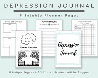 Depression Therapy Journal: Instant Printable Download, Anxiety, Mental ...