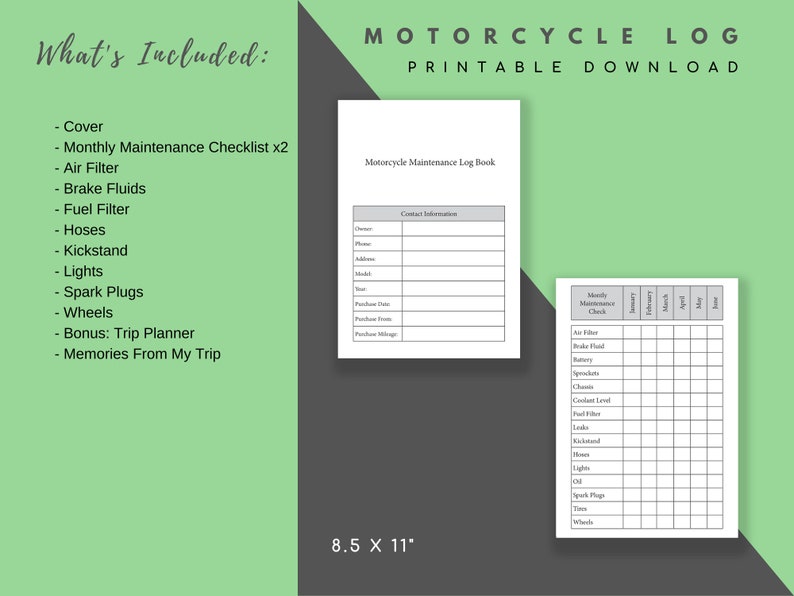 Motorcycle Maintenance Trip Planner: Bike Checklist (printable) - Etsy