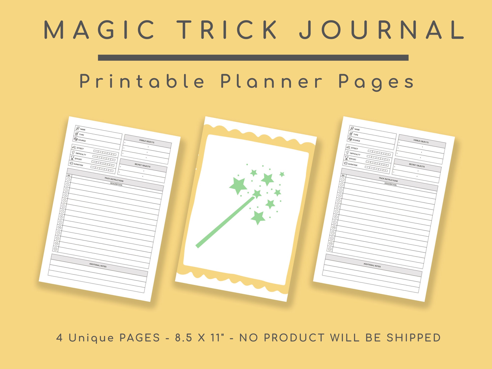 Magic Tricks Illusions Card Magic Printable Logbook for - Etsy