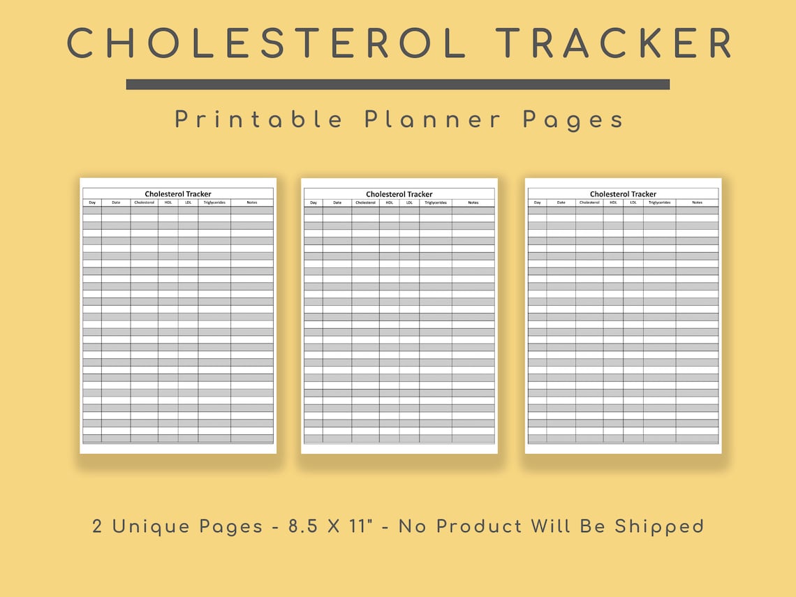 Cholesterol Tracker Daily Chart LDL HDL Chart Logbook - Etsy