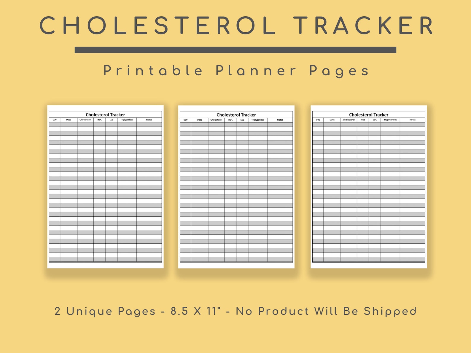 Cholesterol Tracker, Daily Chart, LDL HDL Chart Logbook, Printable ...