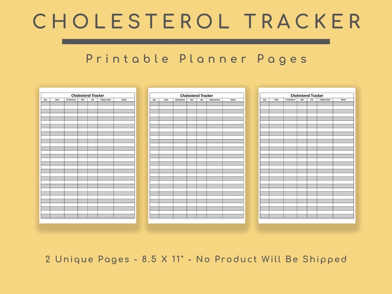 Cholesterol Tracker, Daily Chart, LDL HDL Chart Logbook, Printable ...