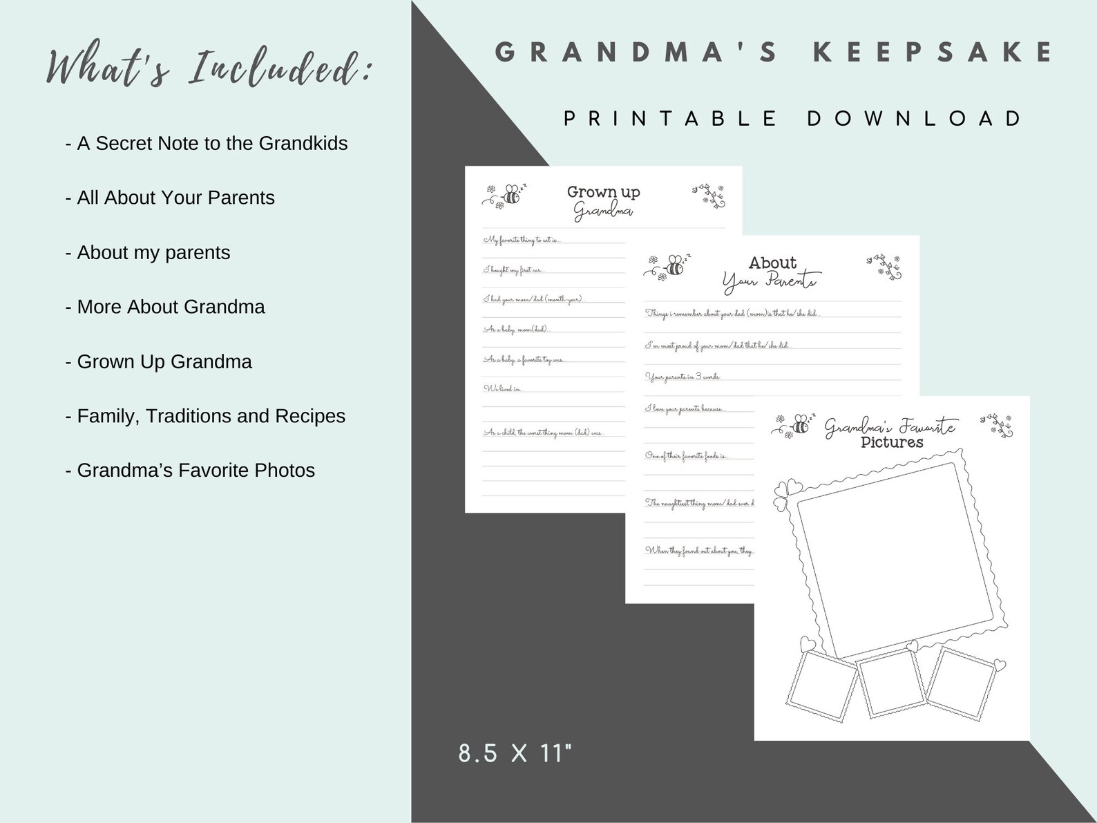Grandmother Keepsake Memory Book — Guided Prompts Journal for Stories ...