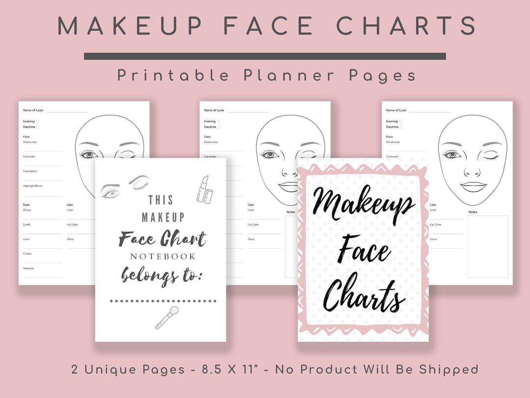 Makeup Face Chart, Template Artist, Printable Practice Sheet, Blank ...