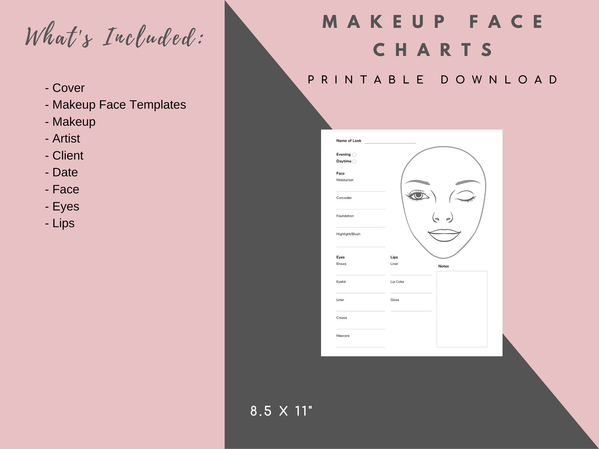 Makeup Face Chart Template Artist Printable Practice Sheet - Etsy