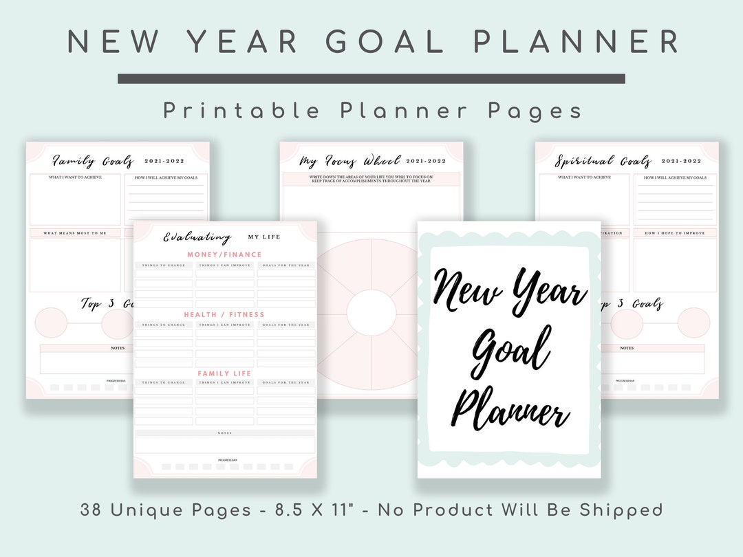 New Year Goal & Growth Planner: Printable Resolutions Journal ...