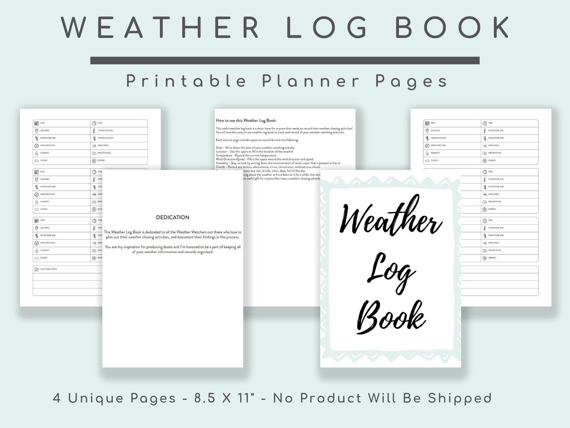 Weather Tracker, Interactive Notebook, Printable, Weather Chart ...