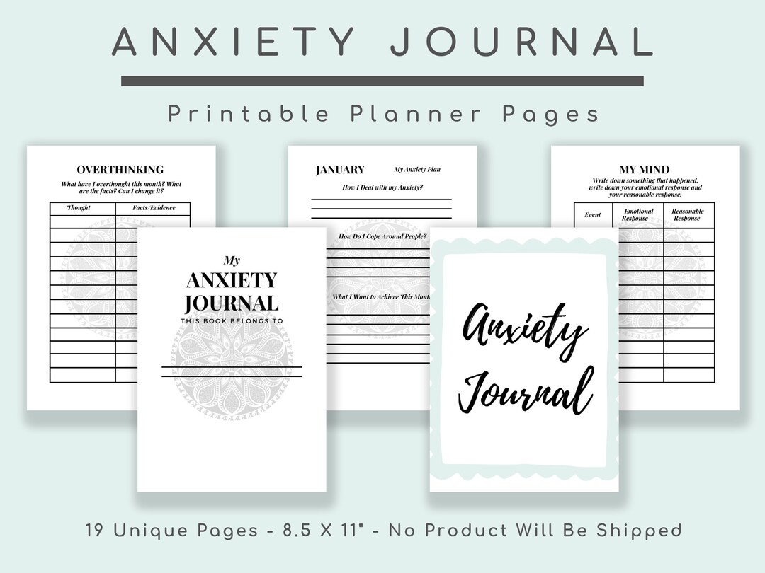 Anxiety Workbook Self Help Journal - Printable Mental Health Planner ...