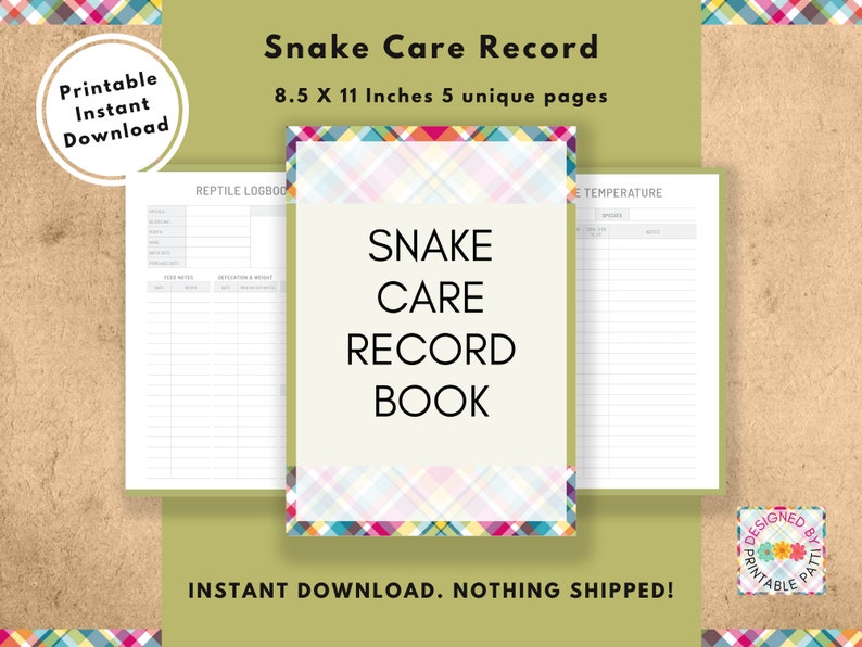 Snake Medical Health Journal Printable Caretaker Gift - Etsy