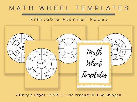 Math Wheel Printable Templates DIY Arithmetic Problems | Etsy