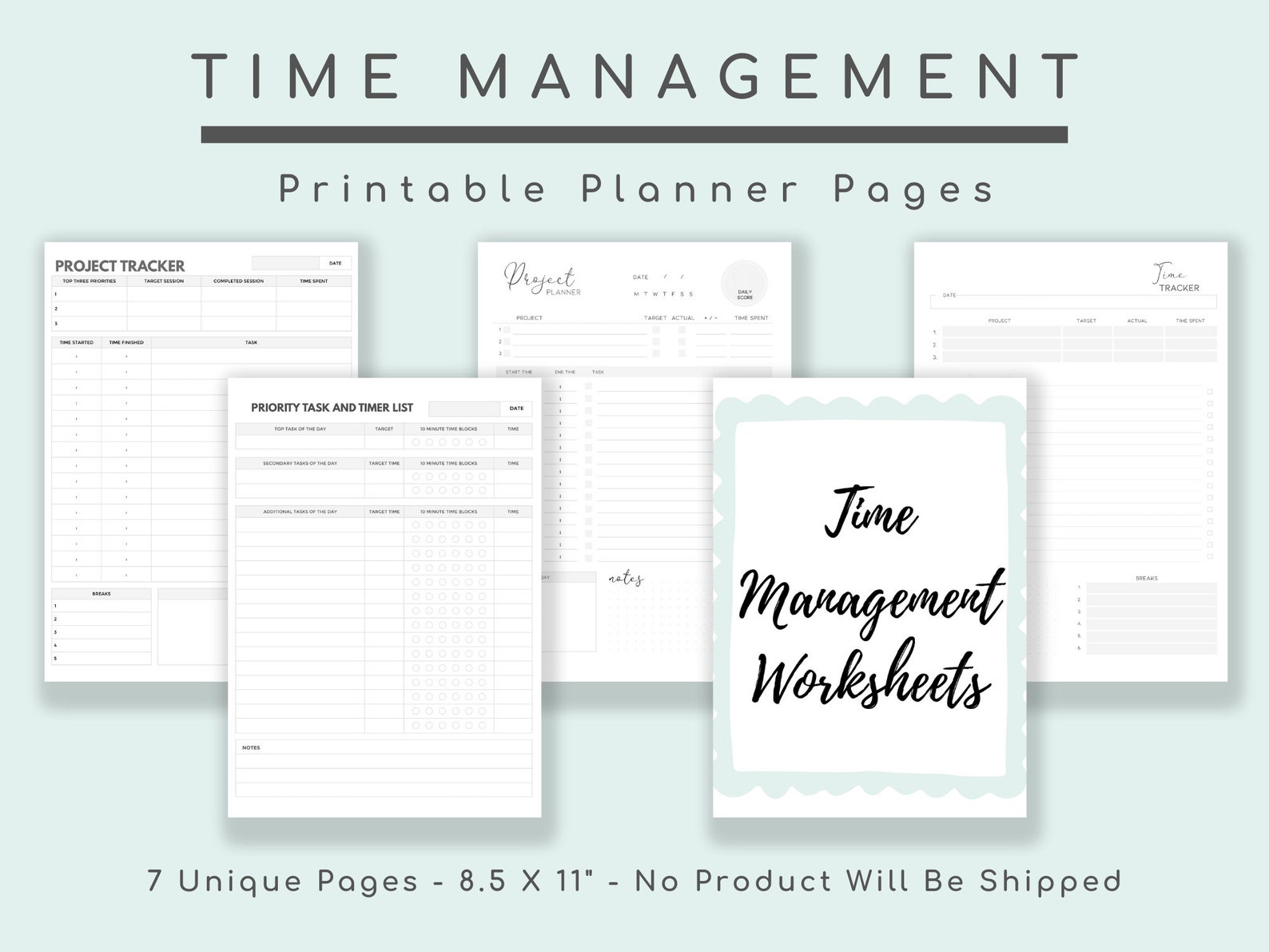 Time Management Printable Worksheets, Calendar, Productivity, Daily ...
