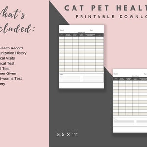 Cat Health Record, Pet Planner, Veterinary Visits, Wormer Given, Vet ...
