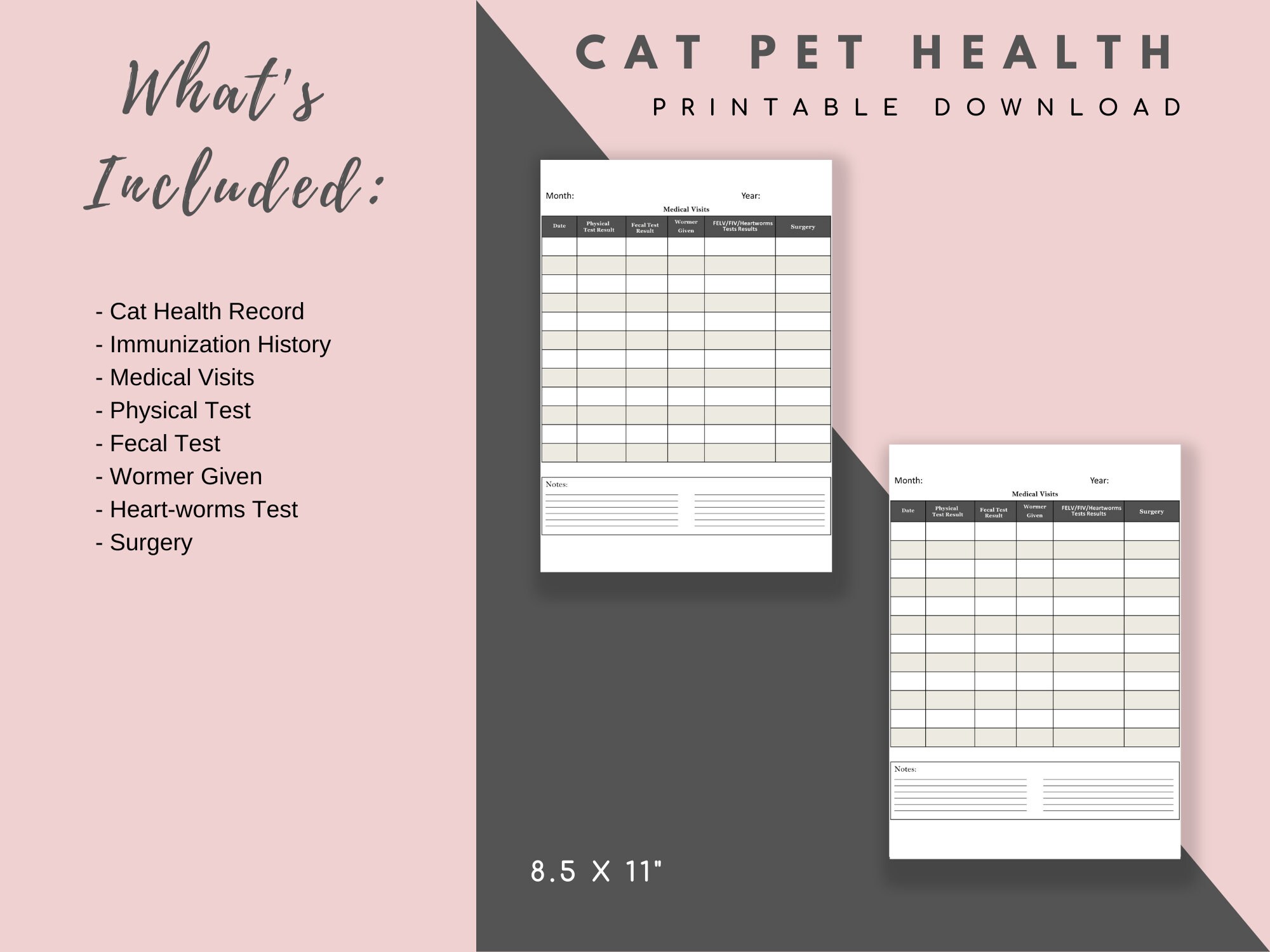 Cat Health Record, Pet Planner, Veterinary Visits, Wormer Given, Vet ...