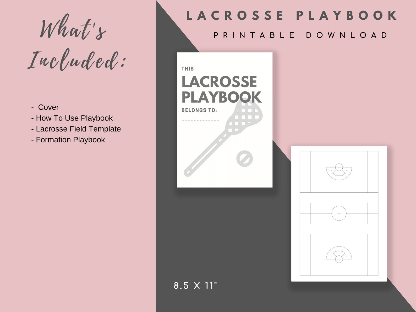 Lacrosse Playbook, Printable Planner, Sports Gift, Coach Mom, Hockey ...