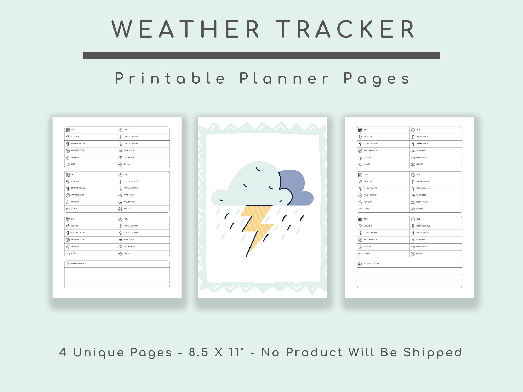 Weather Tracker, Interactive Notebook, Printable, Weather Chart ...