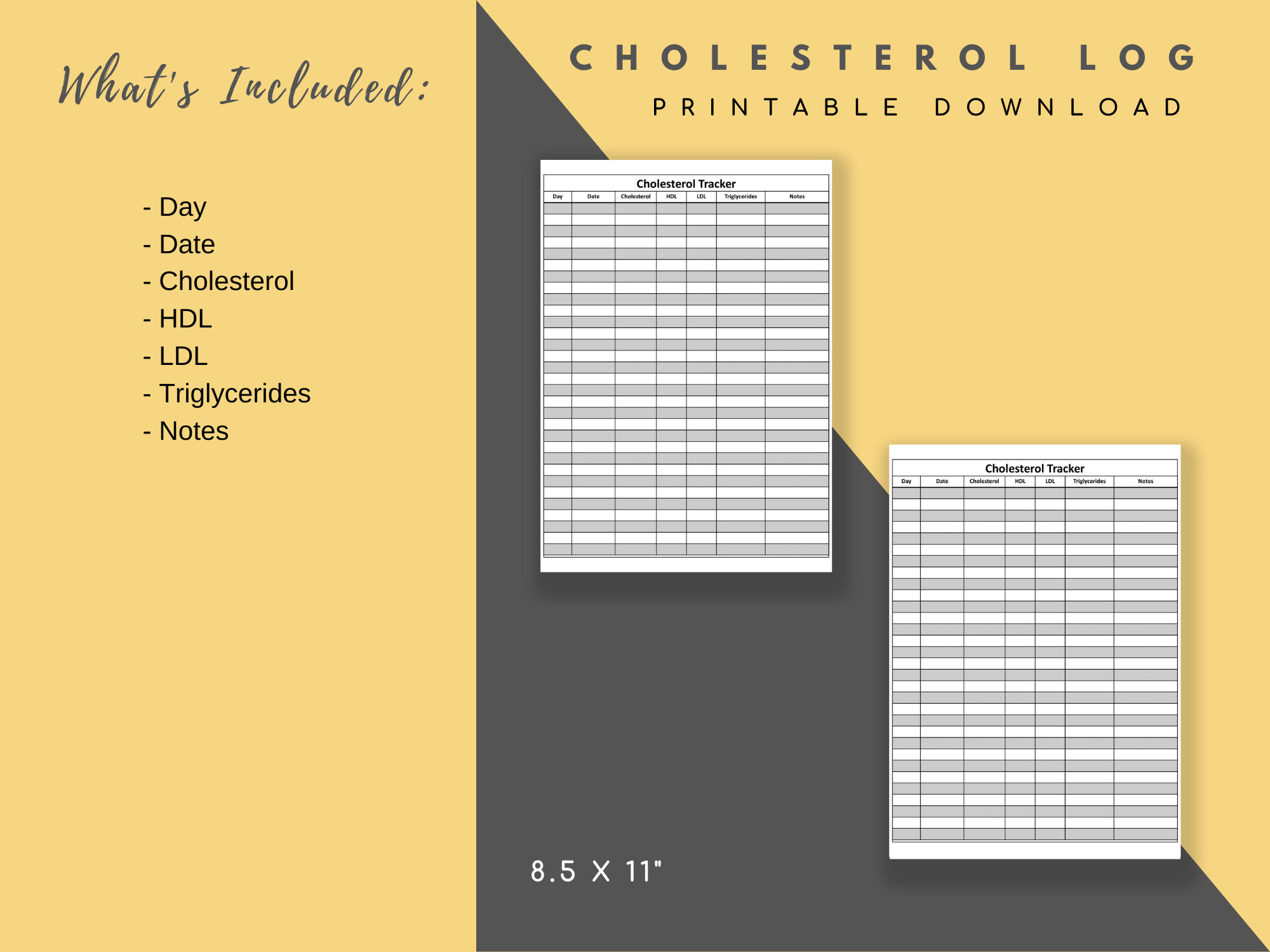 Cholesterol Tracker, Daily Chart, LDL HDL Chart Logbook, Printable ...