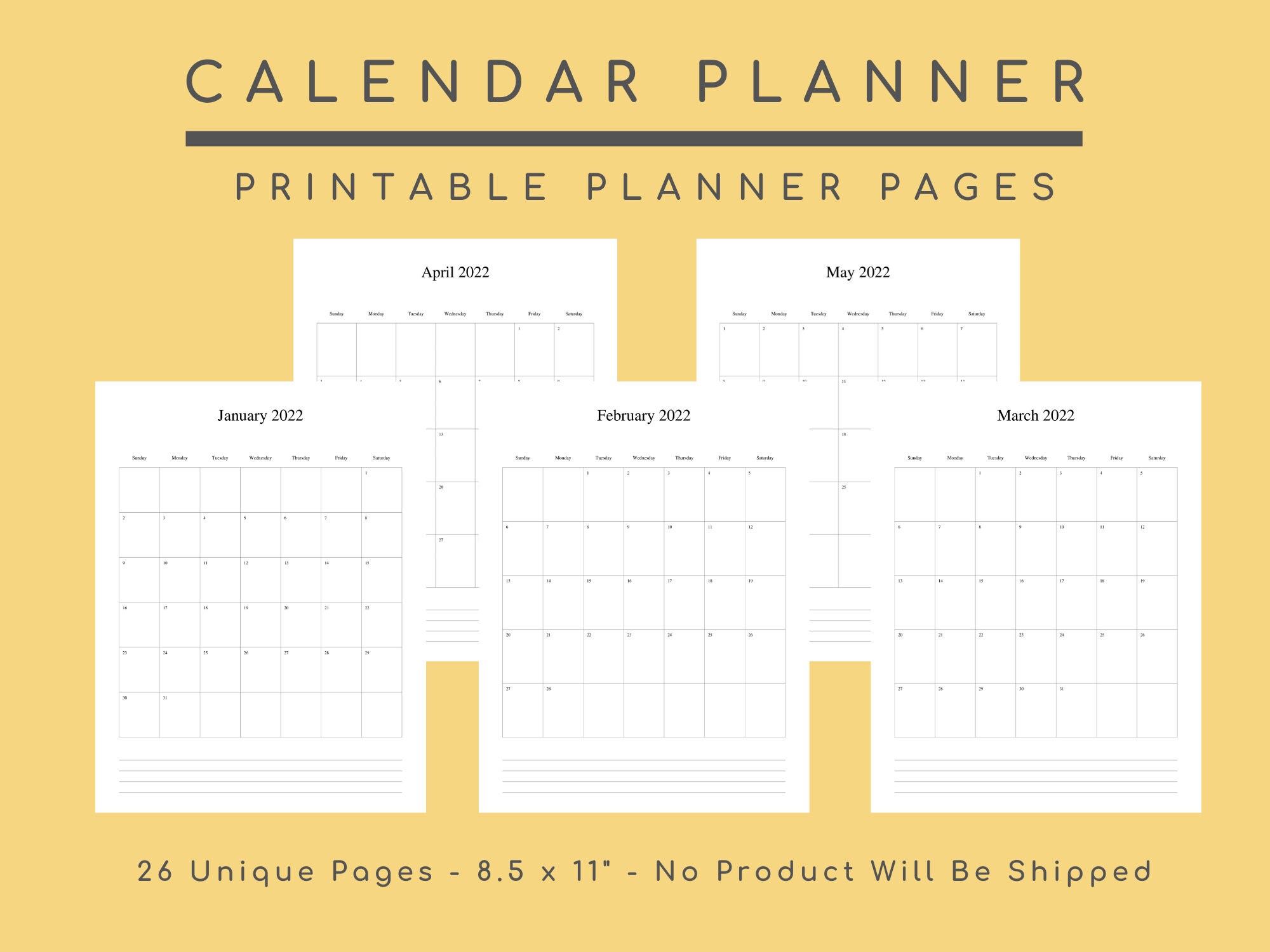 Calendar 2021 Printable Monthly Wall Digital Desk - Etsy