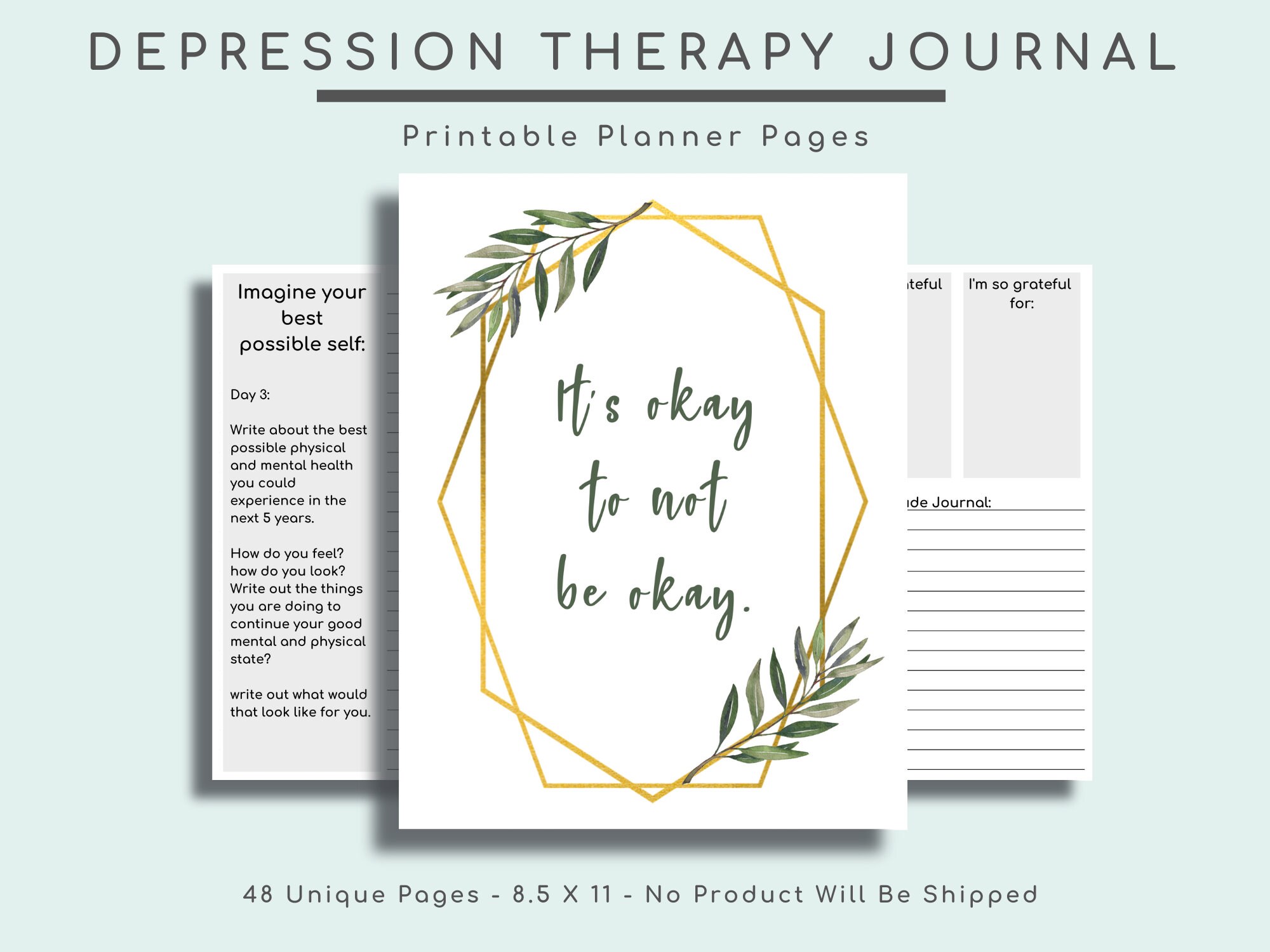 Depression Therapy Journal Instant Printable Download - Etsy