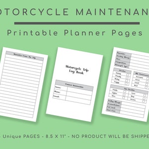 Motorcycle Maintenance Trip Planner: Bike Checklist (printable) - Etsy