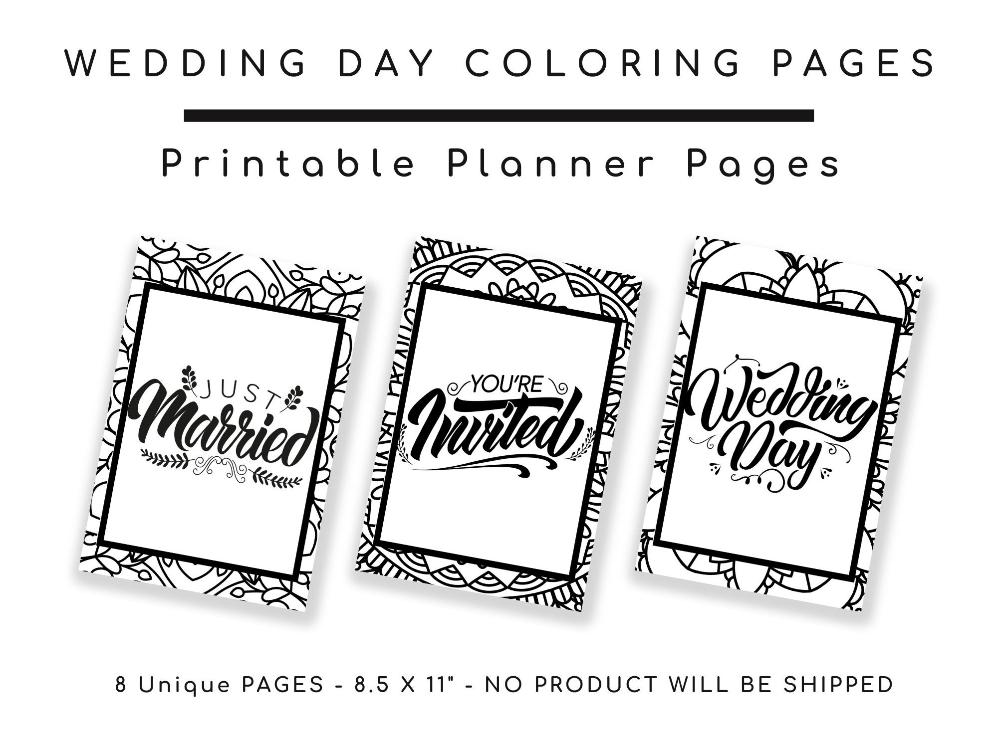Wedding Coloring Activity Book Printable Pages for Adults - Etsy