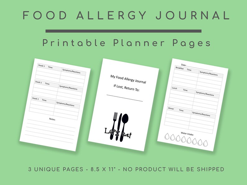 Food Allergy Printable, Allergies Awareness, Symptom Tracker ...