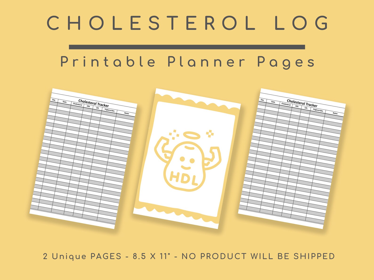 Cholesterol Tracker, Daily Chart, LDL HDL Chart Logbook, Printable ...