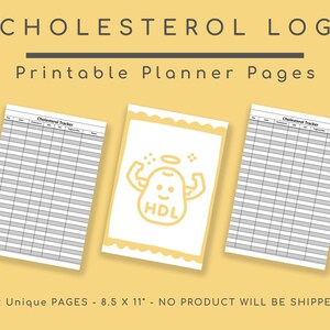 Cholesterol Tracker, Daily Chart, LDL HDL Chart Logbook, Printable ...