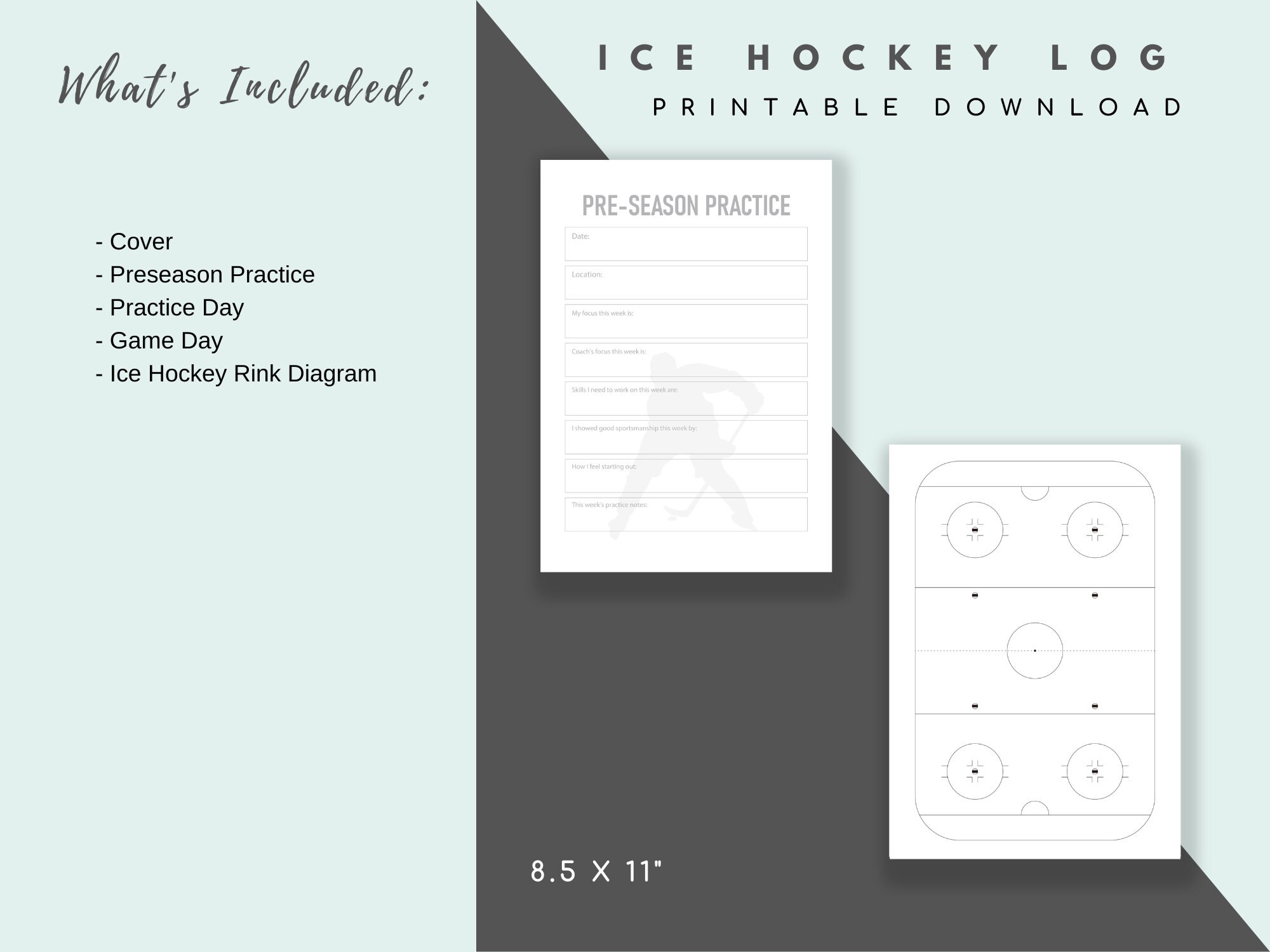 Ice Hockey, Goal Player, Printable Playbook, Hockey Mom, Sports Logbook ...