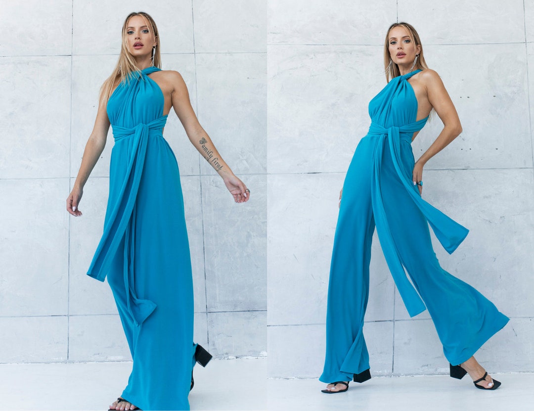 Blue Multi Jumpsuit Aqua Convertible Women Jumpsuit Sky Infinity ...