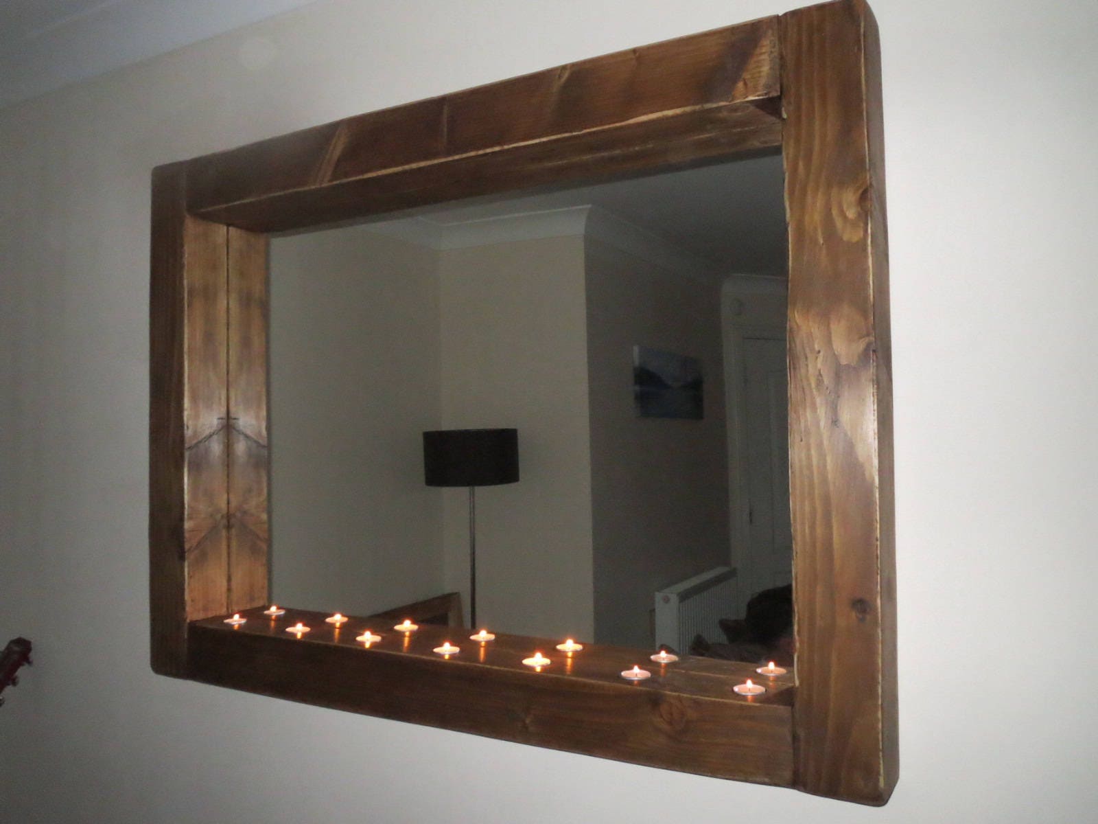Handmade Chunky Framed Mirror With Tea Light Holders - Etsy
