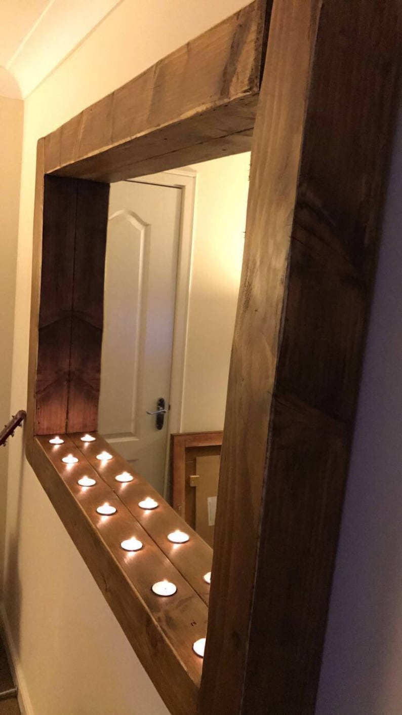 Handmade Chunky Framed Mirror With Tea Light Holders - Etsy
