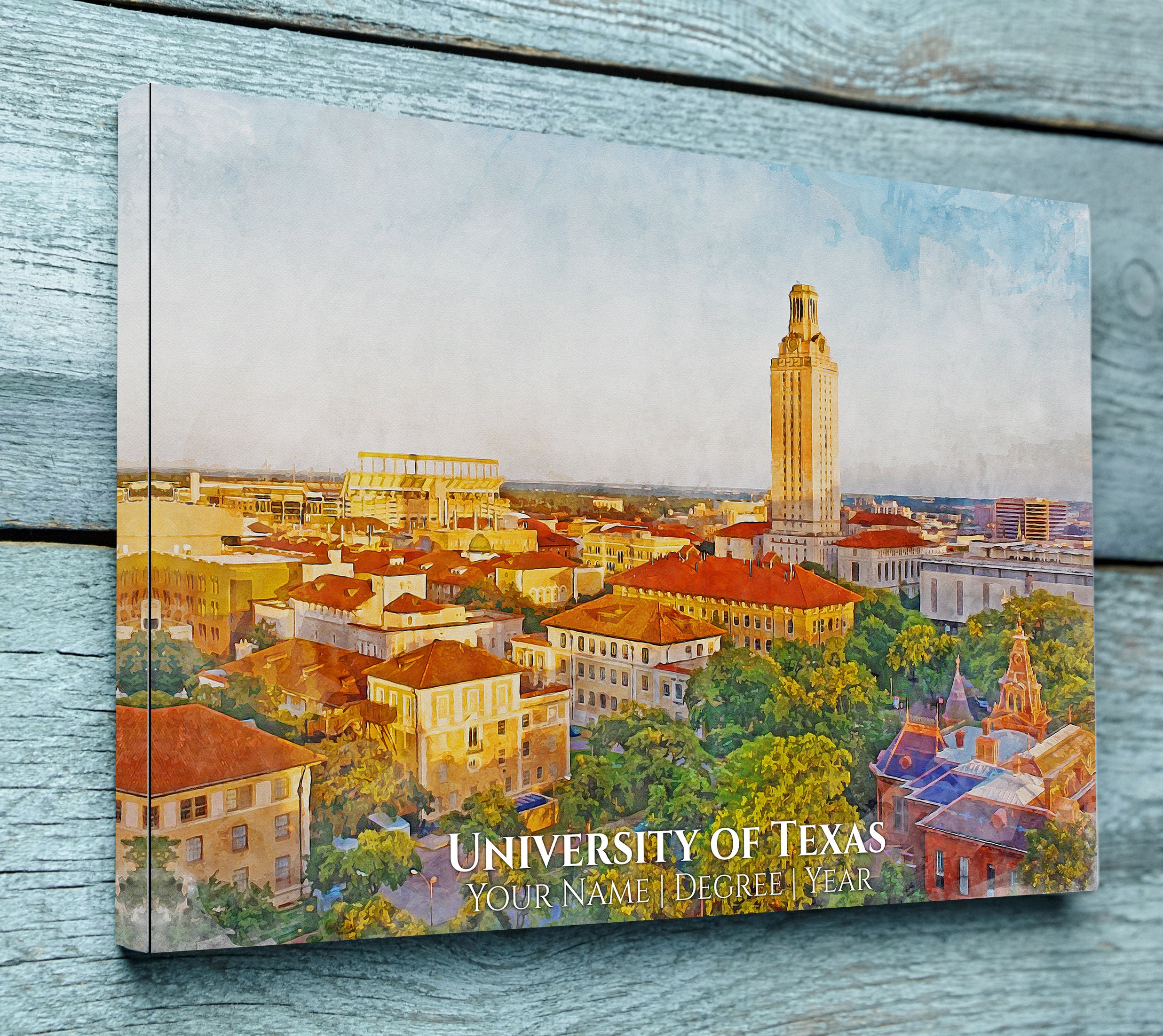 The University of Texas watercolor. Graduation gift, The University of ...