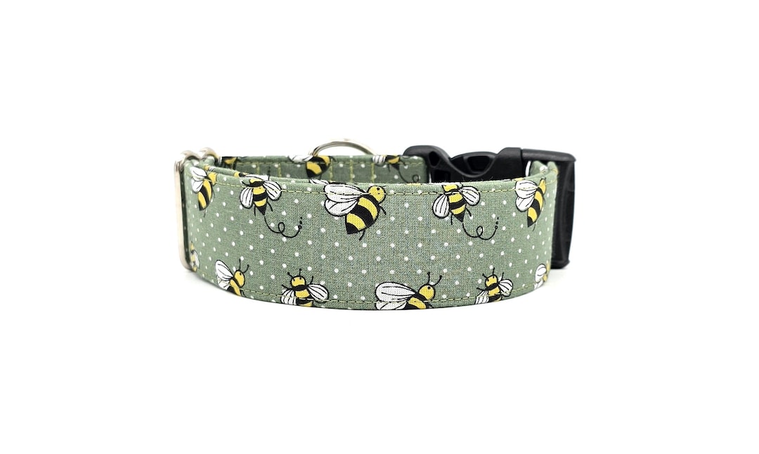 Sage Green & White Polka Dots Bumble Bee Dog Collar - Honey Bees - Etsy