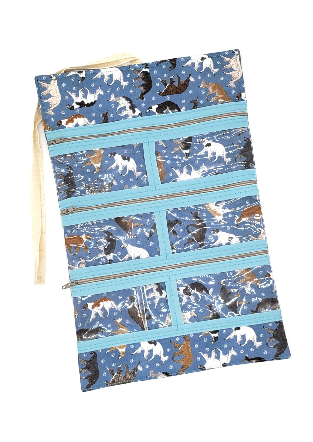 Trotting Borzoi Dog Show Lead Organizer - Blue Gray Print - Zippers ...